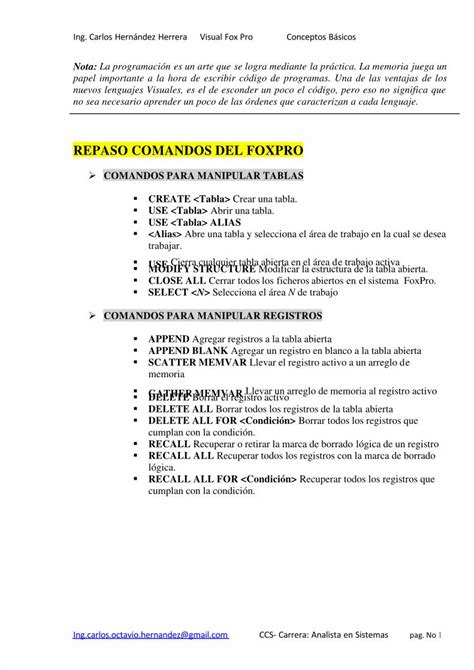 Pdf Comandos Mas Usados Vfp Dokumentips