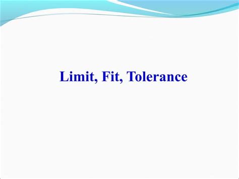Types Of Tolerances Examples And Definition Ppt
