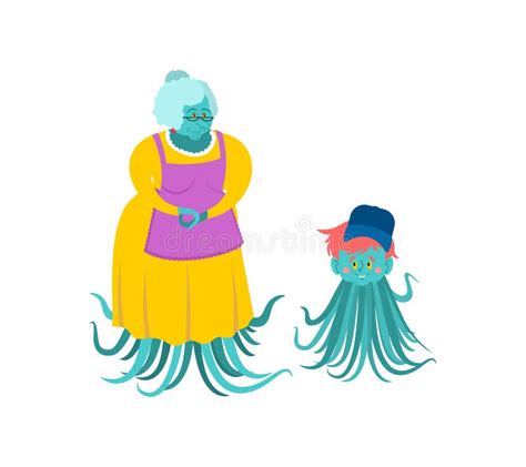 Gro Mutter Ausl Nder Und Enkel Gr Ne Gro Mutter Tentakeln Ufo Oma Und