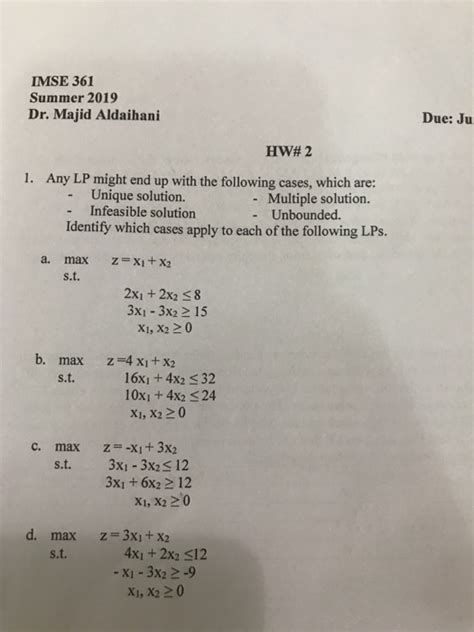 Solved 5 Solve The Following Problem Using The Graphical