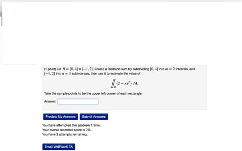 solved 1 point let r [0 4] x [ 1 2] create a riemann