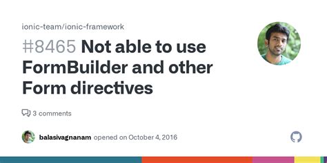 Not Able To Use Formbuilder And Other Form Directives · Issue 8465 · Ionic Teamionic Framework