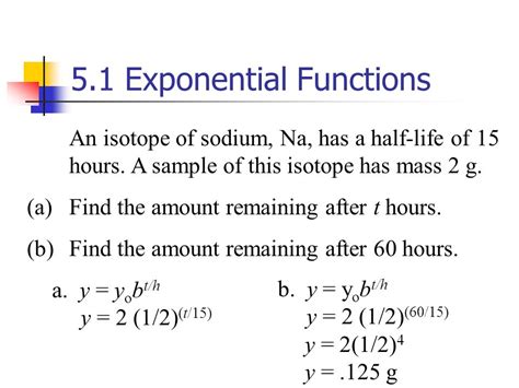 Half Life Exponential Function Examples