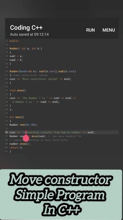 Move Constructor Simple Program In C Program Cppprogramming
