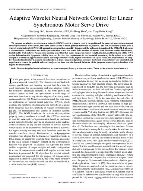 Pdf Adaptive Wavelet Neural Network Control For Linear Synchronous Motor Servo Drive
