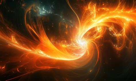 Abstract Cosmic Swirl Of Fiery Orange Light Swirling Patterns Vibrant Energy Deep Space