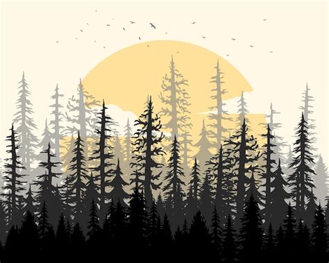 Pine Tree Silhouette Wallpaper Vectors And Illustrations For Free Download Freepik