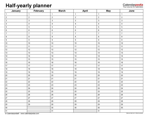Excel Year Calendar