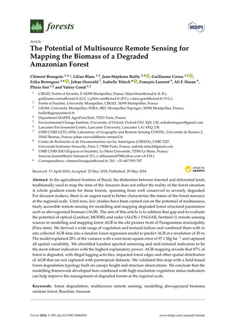 Pdf The Potential Of Multisource Remote Sensing For Mapping The Biomass Of A Degraded