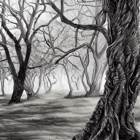 Trees Pencil Painting Hyper Realistic And Intricate Creative Fabrica