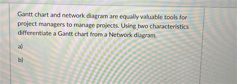 Solved Gantt Chart And Network Diagram Are Equally Valuable Chegg