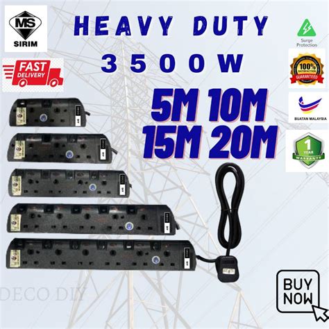 [sirim]black Series 3 4 5 Way Surge Protector Sleek Black Portable Extension Socket Trailing