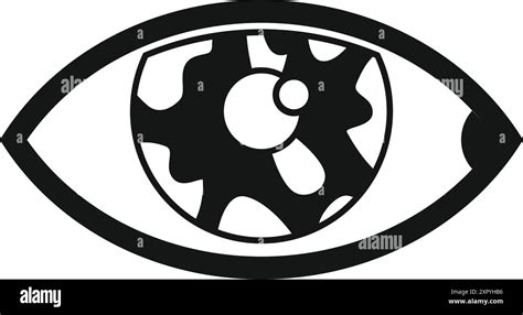 Black And White Illustration Of An Eye With Gears Inside The Iris