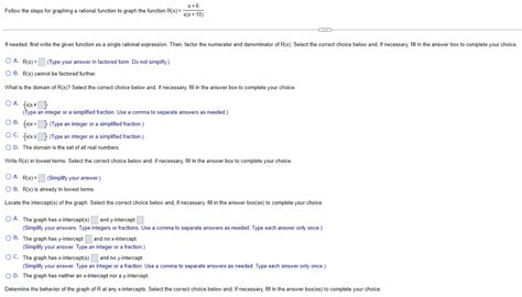 Solved Follow The Steps For Graphing A Rational Function To Chegg