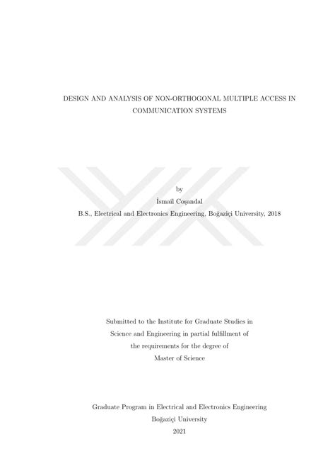 Pdf Design And Analysis Of Non Orthogonal Multiple Access In Communication Systems