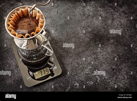 Alternative Coffee Brewing Dripping Water From Gooseneck Kettle Into Coffee Dripper Filter