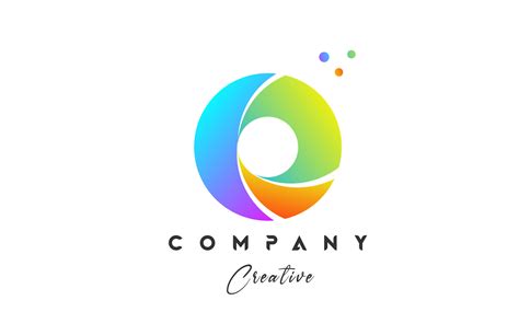 Colored O Alphabet Letter Logo Icon Design Yellow Blue Green Color With Dots Colorful Creative