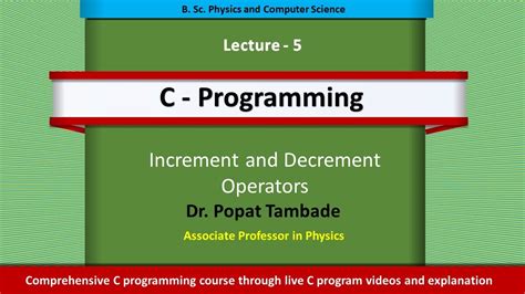 Increment And Decrement Operators In C C Programming Computational Physics Youtube