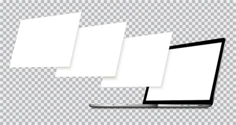 Premium Vector Laptop Mockup With Blank Wireframing Pages Isolated On Transparent Background