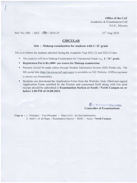 Makeup Exam For I And Ic Grade 2021 And 2022 Batch Pdf
