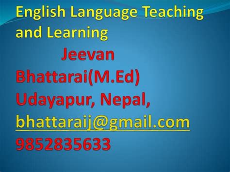 English Language Teaching An Introduction Pptx