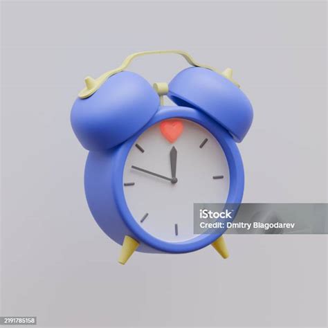 파란색 알람 시계 화살표는 하트 아이콘을 가리킵니다 사랑의 시간 3d 렌더링 만화 일러스트 로맨스에 대한 스톡 사진 및 기타