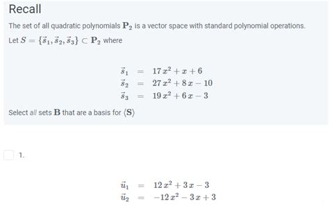 Solved The Set Of All Quadratic Polynomials P2 Is A Vector