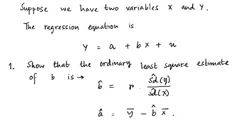 Suppose We Have Two Variables X And Y The Regression Chegg Com