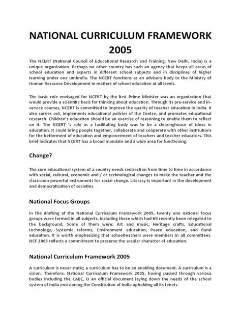 National Curriculum Framework 2005 Pdf Multilingualism Curriculum