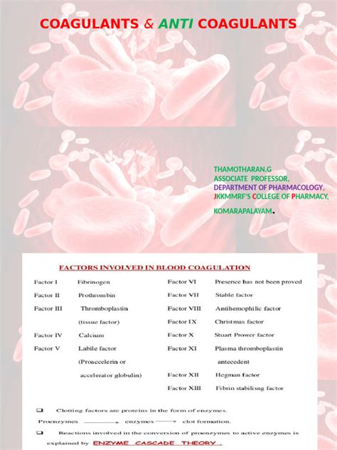 Agulants And Anti Coagulants Pdf Coagulation Clinical Medicine