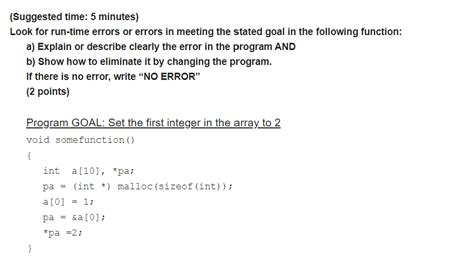 Solved Suggested Time 5 Minutes Look For Run Time Errors