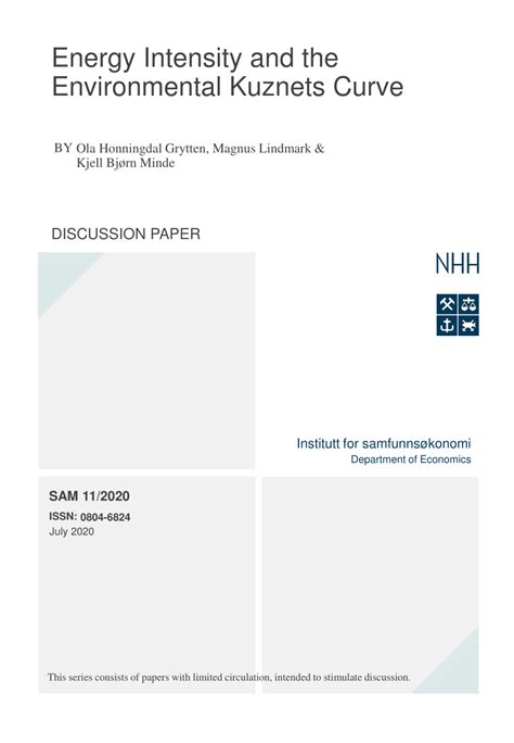 PDF Energy Intensity And The Environmental Kuznets Curve Energy Intensity And The