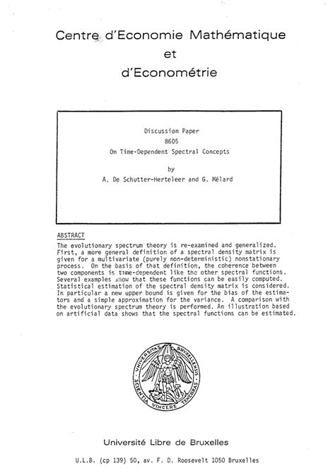 Pdf Contributions To Evolutionary Spectral Theory