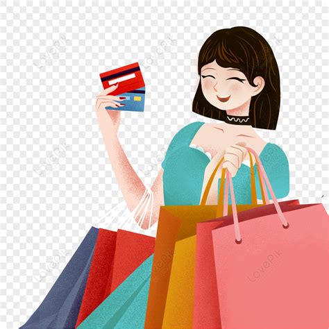 쇼핑 소녀 Png 일러스트 무료 다운로드 Lovepik