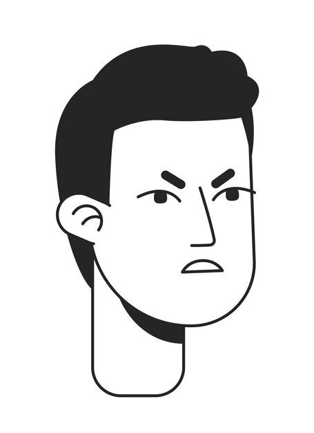Premium Vector Displeased Short Haired Man Monochromatic Flat Vector Character Head