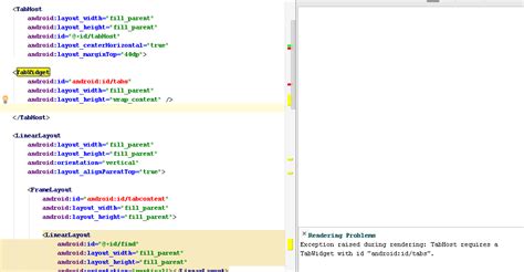 Exception Raised During Rendering Tabhost Requires Framelayout With Id