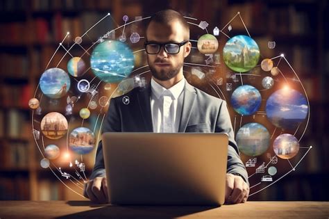 Premium Ai Image Man With Elearning Graduate Certificate Concept