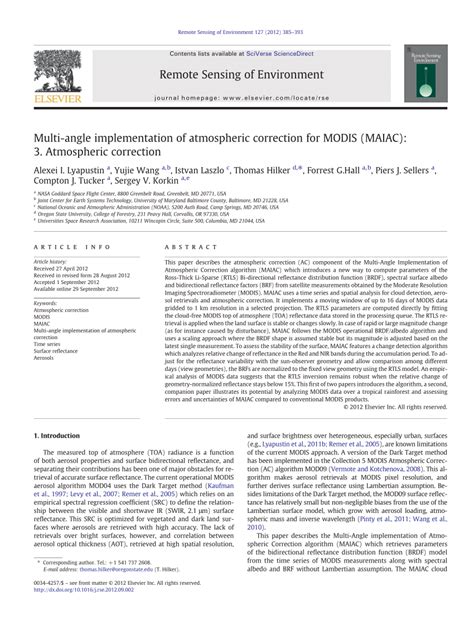 PDF Multi Angle Implementation Of Atmospheric Correction For MODIS MAIAC Atmospheric