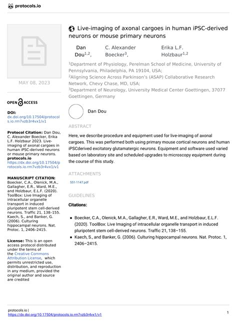 Pdf Live Imaging Of Axonal Cargoes In Human Ipsc Derived Neurons Or Mouse Primary Neurons V1