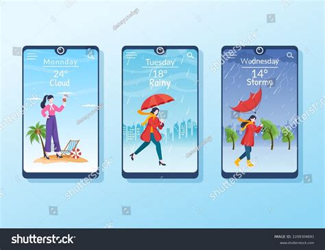 Types Weather Conditions Sunny Cloudy Windy Stock Vector Royalty Free 2209304691 Shutterstock