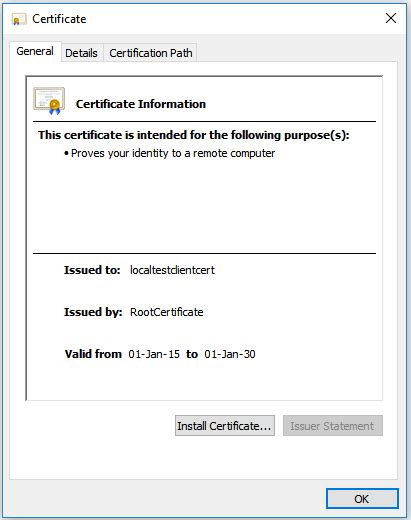 C Setting Up Custom Certificate Authentication In Iis 10 Using Owin Stack Overflow