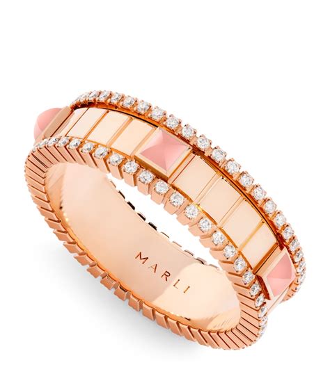 Marli New York Rose Gold Diamond And Quartzite Life Spinning Ring