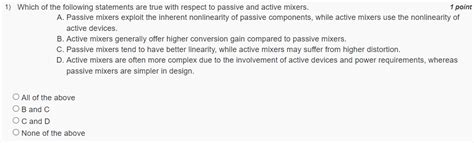 Solved Which Of The Following Statements Are True With