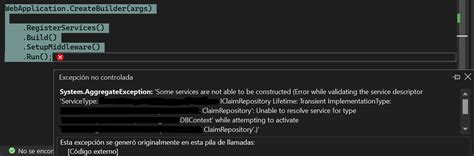 C Di Error Net Core Using Transient Lifetime Service Stack Overflow