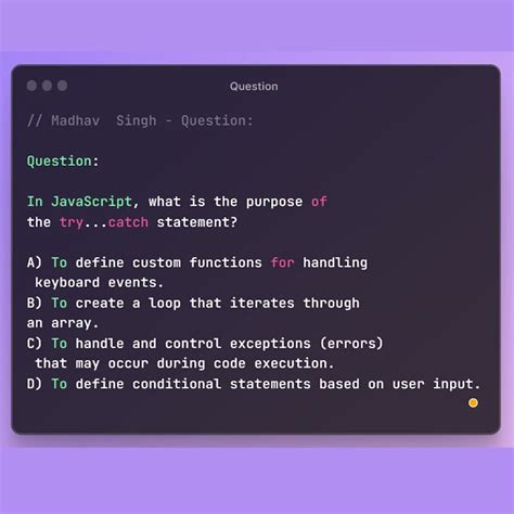 In Javascript What Is The Purpose Of The Trycatch Statement Youtube