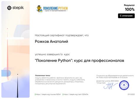Анатолий Рожков On Linkedin Рожков Анатолий успешно завершил а курс Поколение Python курс для…