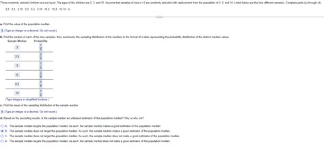 Solved C Find The Mean Of The Sampling Distribution Of The