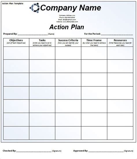 Project Action Plan Template Excel