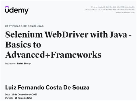 Finished Selenium Webdriver With Java Course Luiz Fernando Costa De Souza Posted On The Topic