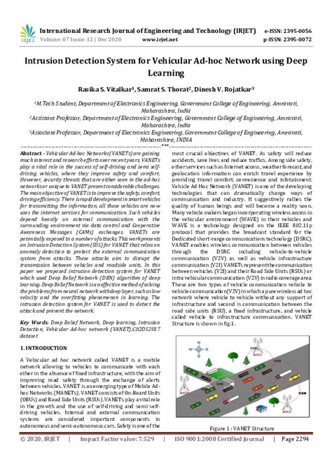 Pdf Irjet Intrusion Detection System For Vehicular Ad Hoc Network Using Deep Learning